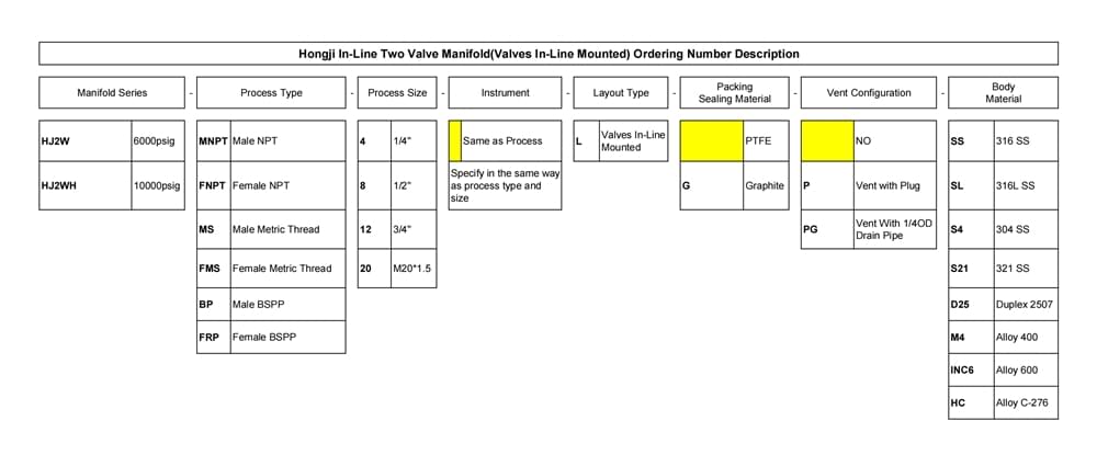 In-Line Two Valve Manifold(Valves In-Line Mounted) - Anhui Hongji